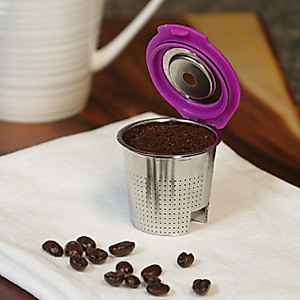 Cafe Flow Stainless Steel Reusable Metal Coffee Pod Refillable Filter Cup - Compatible with Keurig 1.0, 2.0 K-Slim(1-Stream) K-Mini K-Duo & Select Single K Cup Coffee Makers(See Compatibility Chart)