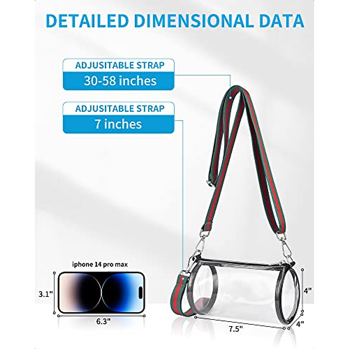 Clear Crossbody Bag Stadium Approved Clear Purse with 2 Shoulder Straps, Clear Round Handbag for Women Clear Concert Bag for Sport Event