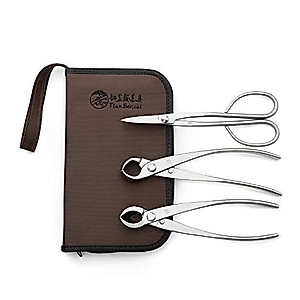 TianBonsai Bonsai Tools 3-Piece Alloy Steel Bonsai tool Kit In Cluding 210mm Long handle Scissors / 205mm Branch Cutter / 205mm Knob Cutter (NBK-01)