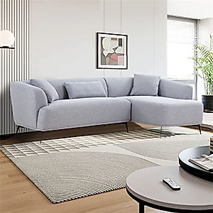 WXBDD L-Shape Sectional Sofa Couch with Chaise,Metal Legs,Light Grey