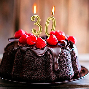 Beanlieve 10-Pieces Numeral Birthday Candles - Cake Numeric Candles Number 0 1 2 3 4 5 6 7 8 9,Used for Cake Decoration on Birthday Parties and Wedding Anniversary Celebrations(Champagne Gold)