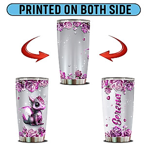 WONWIX Personalized Dragon Gifts for Women, Girls, Insulated Stainless Steel Coffee Cup, Travel Mug, Tumbler, Water Bottle, Perfect for Christmas, Birthday, Mother's Day, Valentine 20oz Thermos