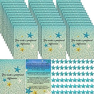 90 Pieces Starfish Story Mini Keepsake Appreciation Notecards Small Starfish Story Card and Miniature Starfish Bead Folded Starfish Notecard for Teacher Sister Colleague Students Friends