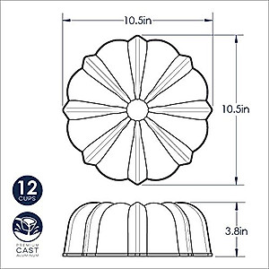 Nordic Ware Pro Cast Original Bundt Pan, 12 Cup, Grey