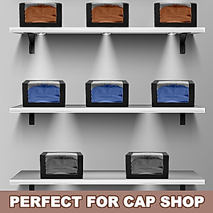 DoubleFill 50 Pcs Display Black Gift Boxes with Window Clear for Baseball Caps 7.6" x 7.6" x 4.7" Paper Hat Organizer Box Packing Fold Hat Storage Hat Display Case Hat Holder