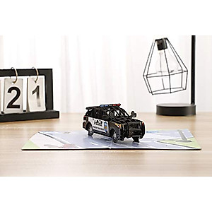 Liif Police Car 3D Greeting Pop Up Father's Day Card, Happy Birthday, Police Academy Graduation, Retirement, Congratulations, Cop, Police Officer Gifts