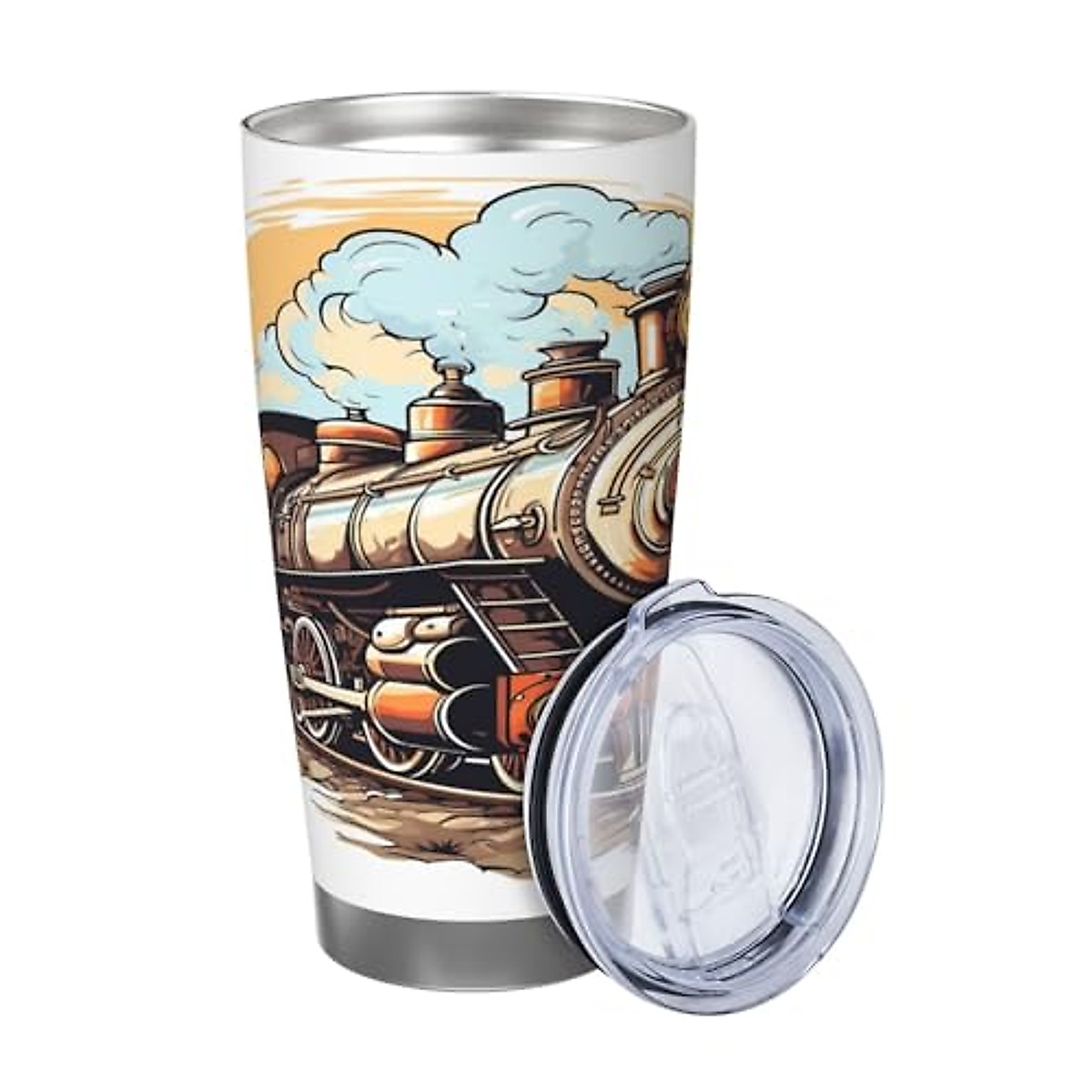 AYCZN Steam Locomotive Transport 20 OZ Tumbler Stainless Steel Travel Coffee Mug, Train Insulated Water Bottle with Lid Leakproof Thermal Cup