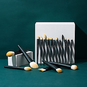 EIGSHOW Makeup Brushes 18pcs Professional Makeup Brush Travel Set with Eco Cylinder 2Cups Holder, Premium Synthetic Foundation Powder Concealer Blush Blending Eye Lip Brush Kit - Cruelty Free