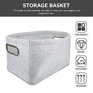 PRETYZOOM Felt Storage Basket, Foldable Storage Basket with Handle Fabric Drawers Storage Baskets Cube Shelf Organizer For Toys Blankets Clothes (24X35X31cm)