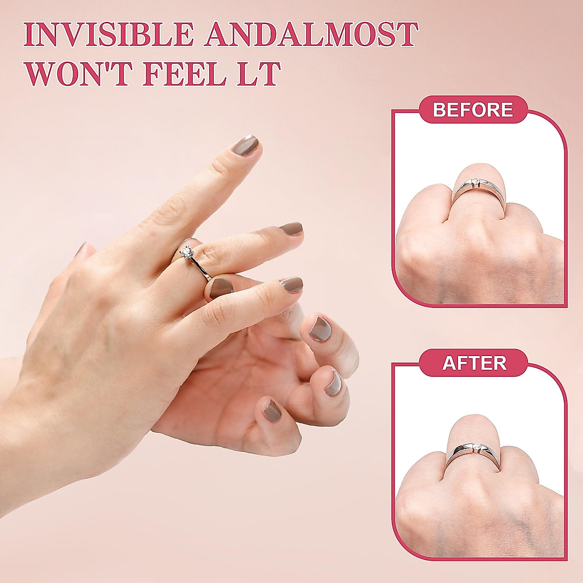 12 Pack Ring Sizers for Loose Rings - 4 Sizes Clear Silicone Ring Size Adjuster, Invisible Ring Guard, Spiral Resizer, and Tightener Spacer, Non-Slip Fit, Adjustable and Comfortable, for Women and Men