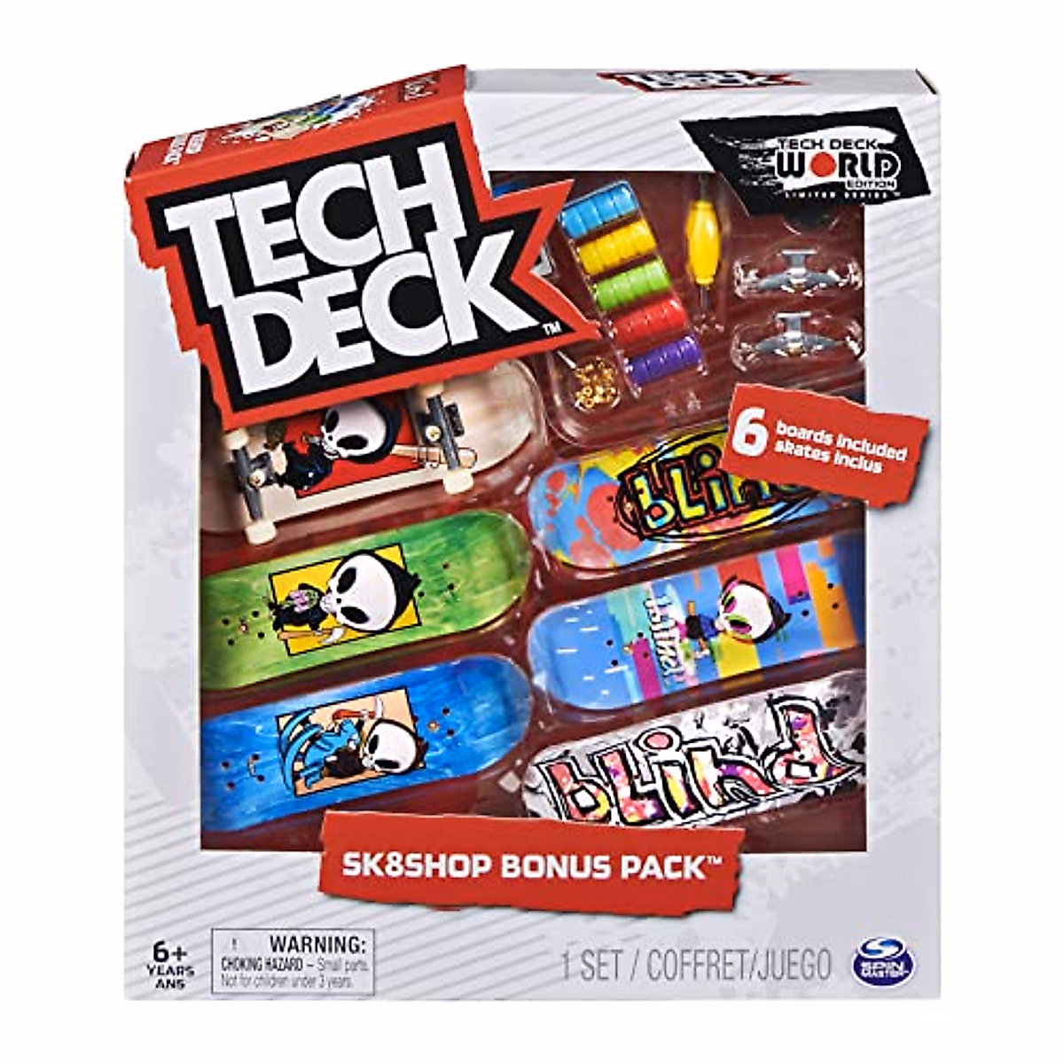 TECH DECK, Sk8shop Fingerboard Bonus Pack, Collectible and Customizable Mini Skateboards (Styles May Vary)