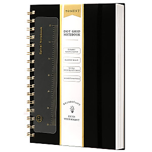 Dot Grid Spiral Notebook A5 Spiral Bullet Dotted Journal 160 Pages Thick Dot Paper Notebooks Plastic Hardcover Spiral Notebook 5x7 Wire Bound Notebooks for Note Taking School Office Supplies,Black