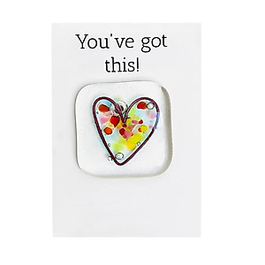 VAcsax Fused Resin Heart Pocket Token,Pocket Heart Token with Greeting Card,Cute Decorative Greeting Card (Colorful,You've Got This)