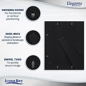 Icona Bay 11x14 Silver Picture Frame, Contemporary Photo Frame 11 x 14, Wall Mount or Table Top, Elegante Collection