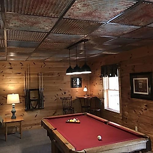 From Plain To Beautiful In Hours 261 Ridged Metal PVC 2' x 2' Lay-in Ceiling Tile (Covers / 40 sq.ft), Old Tin Roof, 10 Piece