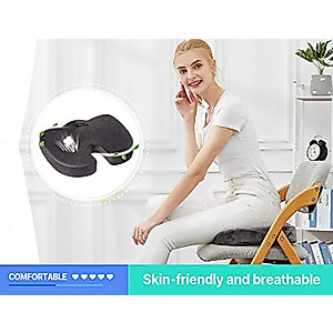 foverhom Gel Seat Cushion for Long Sitting,Office Chair Seat Cushion for Tailbone Pain Relief,Non Slip Orthopedic 50 Density Slow Rebound Memory Foam Car Seat Cushion with Handle and Concealed Zipper