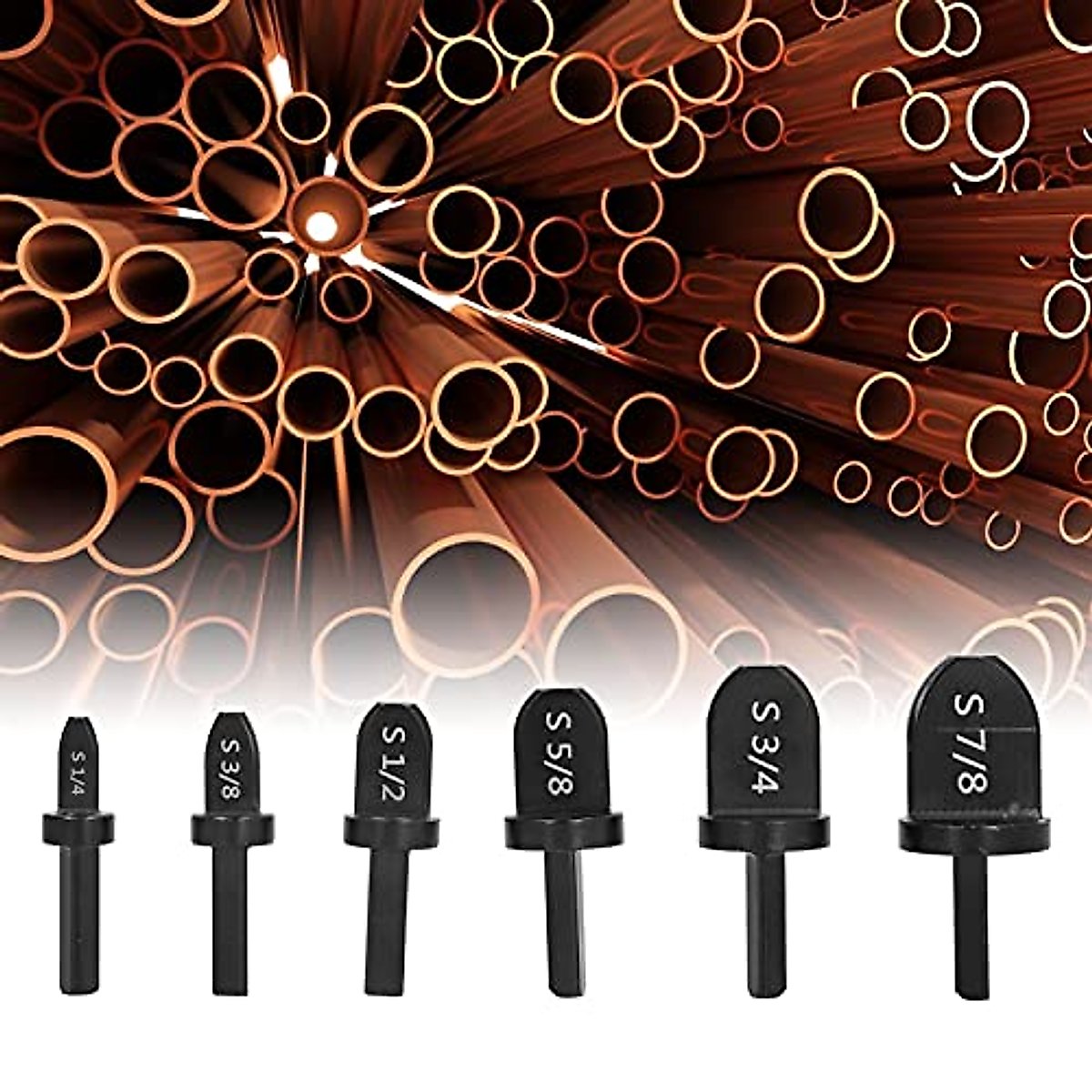 6Pcs Copper Pipe Swaging Tool Drill Bits,Professional Manual Flaring Tool Drill Bit Set 1/4 3/8 1/2 5/8 3/4 7/8