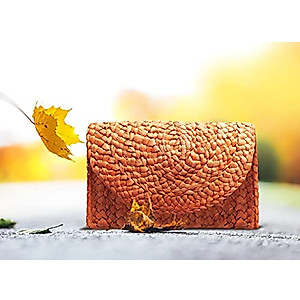 QRZEK Straw Clutch Purses for Women Envelope Woven Clutch Handbags Casual Straw Handmade Bag