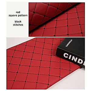 Ashtray-Hu Waterproof Quilted Vinyl Faux Leather Fabric Diamond Pattern Foam Backed for Cars Seat Cover, Furniture Upholstery, Headboards, Crafts 143cm 56'' Wide(Size:2m,Color:red)