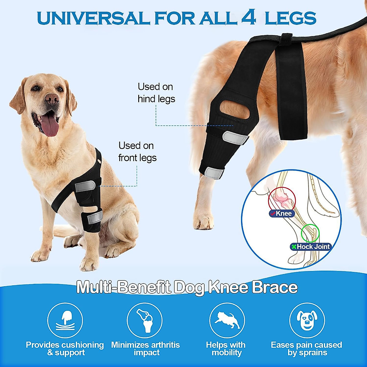 JOMMIE CHEN Dog Knee Brace for Torn ACL, Hind Leg Support Better Recovery with Dog Leg Adjustable Dog Acl Brace (Large)