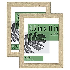 MCS Studio Gallery 8.5x11 Picture Frame Natural Woodgrain, Rectangle Photo Frame for Photos, Posters & Art Prints & Easel for Tapletop Display (2-Pack)