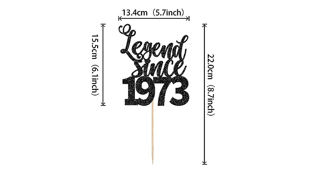 Legend Since 1973 50th Birthday Cake Topper - Funny & Elegant Decor