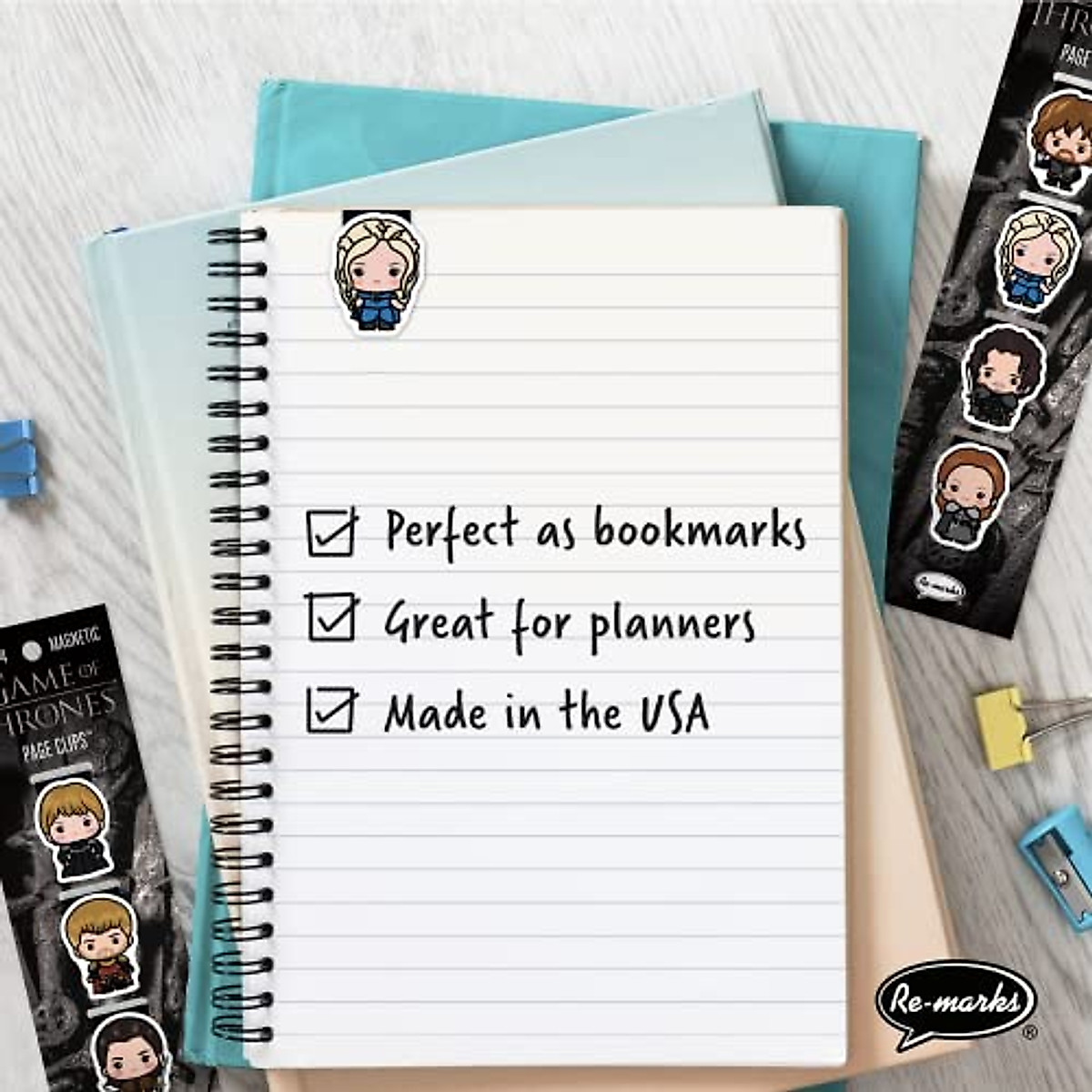 Re-marks “Game of Thrones” Character Bookmarks, Magnetic Page Clips, 2 Sets of 4 Page Clips, 8 Clips Total