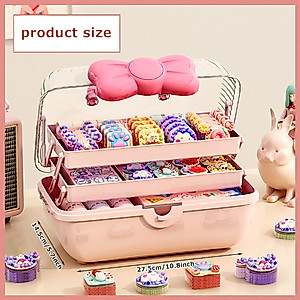 GKWW Girls Hair Accessories Storage Box Bow Switch Organizer Box Jewelry Box, Plastic Hair Ties Holder Hair Clips Container Headbands Organizer Gift for Baby Girls Multipurpose Organizer and Portable