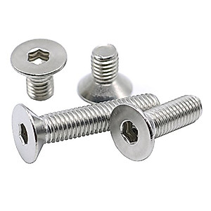 M2 x 4mm Flat/Countersunk Head Socket Screws,Pack 100-piece,Stainless Steel,Full Thread,Right Hand,Metric