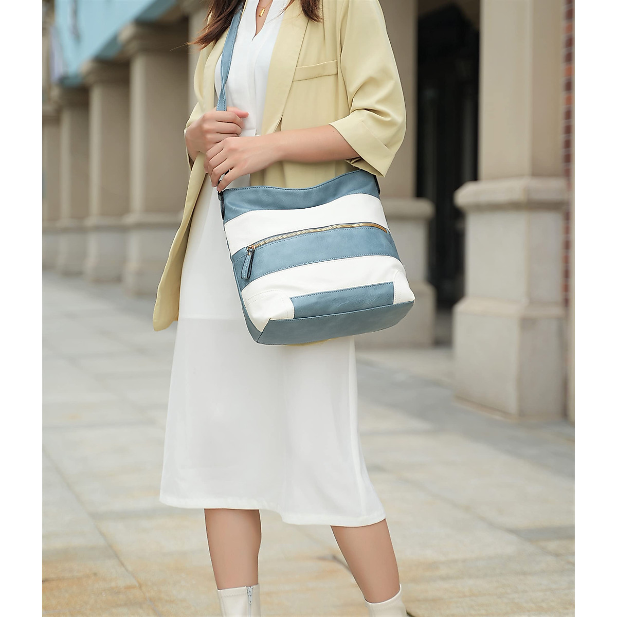 MKF Collection Shoulder Bag for Women, Vegan Leather Top-Handle Hobo Bag Handbag Purse