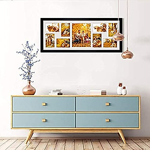 WIFTREY 3 Pack Wall Mount Floating Corner Shelves and 2 Pack 4x6 Picture Frames Collage with 9 Openings