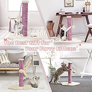 ABclown Cat Scratching Post Cat Tree Small Cat Tower with Natural Sisal Pole and Carpet Covered Heavy Base, Cat Claw Scratcher for Indoor Small Cats, Kitten Climbing Pole for Play Rest