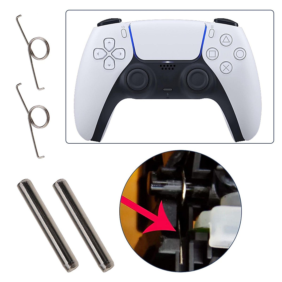 SING F LTD 10 Set Replacement L2 R2 Trigger Button Springs with Cylinder Compatible with DualSense PS5 Controller Spring Replacement Repair Part