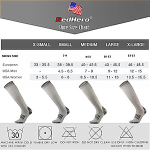 RedHero Merino Wool Over the Calf Socks for Men Hiking Hunting Ski Snowboarding Knee High Boot Warm Thick Cold Weather Winter(Green L)