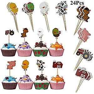 53Pcs Farm Birthday Party Supplies for Kids Barnyard Farm Animal Theme Party Decorations Animal Birthday Banner Farm Animal Walking Balloons Cow Print Balloons Cupcake Toppers Set for Boys Girls