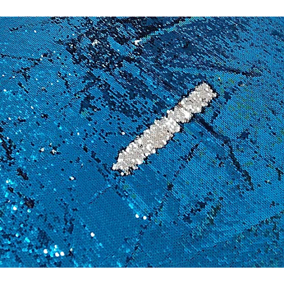 Sensory Wall Sequin Flip Fabric for Kids,2Yard Large Sequins Sensory Graffiti Fabric for Toddlers,Tactile Stimulation,Reversible Glitter Fabric (2 yd, Lake Blue + Silver)