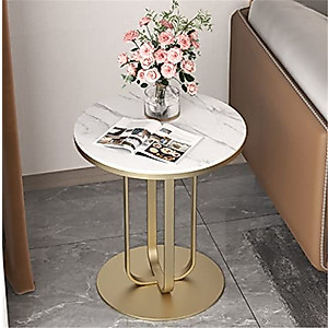 CZDYUF Sofa Side Table Small Coffee Table Rock Slab Small Round Table Living Room Sideboard Small Household Coffee Table (Color : Gray, Size : 55 * 50cm)