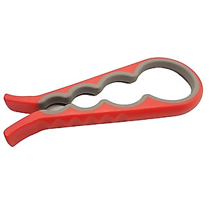 Handy Housewares 4-in-1 Multi-Size Easy Grip Jar Lid Gripper/Bottle Top Opener - Great for Seniors or Arthritic Hands (1 Pack, Red)