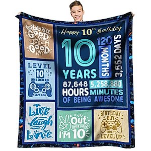 SIKLTY 10 Year Old Boy Gift Ideas, Coolest Gifts for 10 Year Old Boys, Boys Age 10 Gift for Birthday, 10th Birthday Decorations for Boy, Best 10 yr Old Boy Birthday Gift Throw Blanket 60 x 50 Inch
