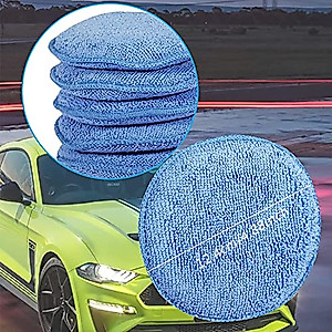 FONAROLL Microfiber Wax Applicator Pads, Car Wax Applicator, Buffing & Detail Polishing Foam Pads for Car Cleaning and Fine Polishing (5" Diameter, 6 Pack)…