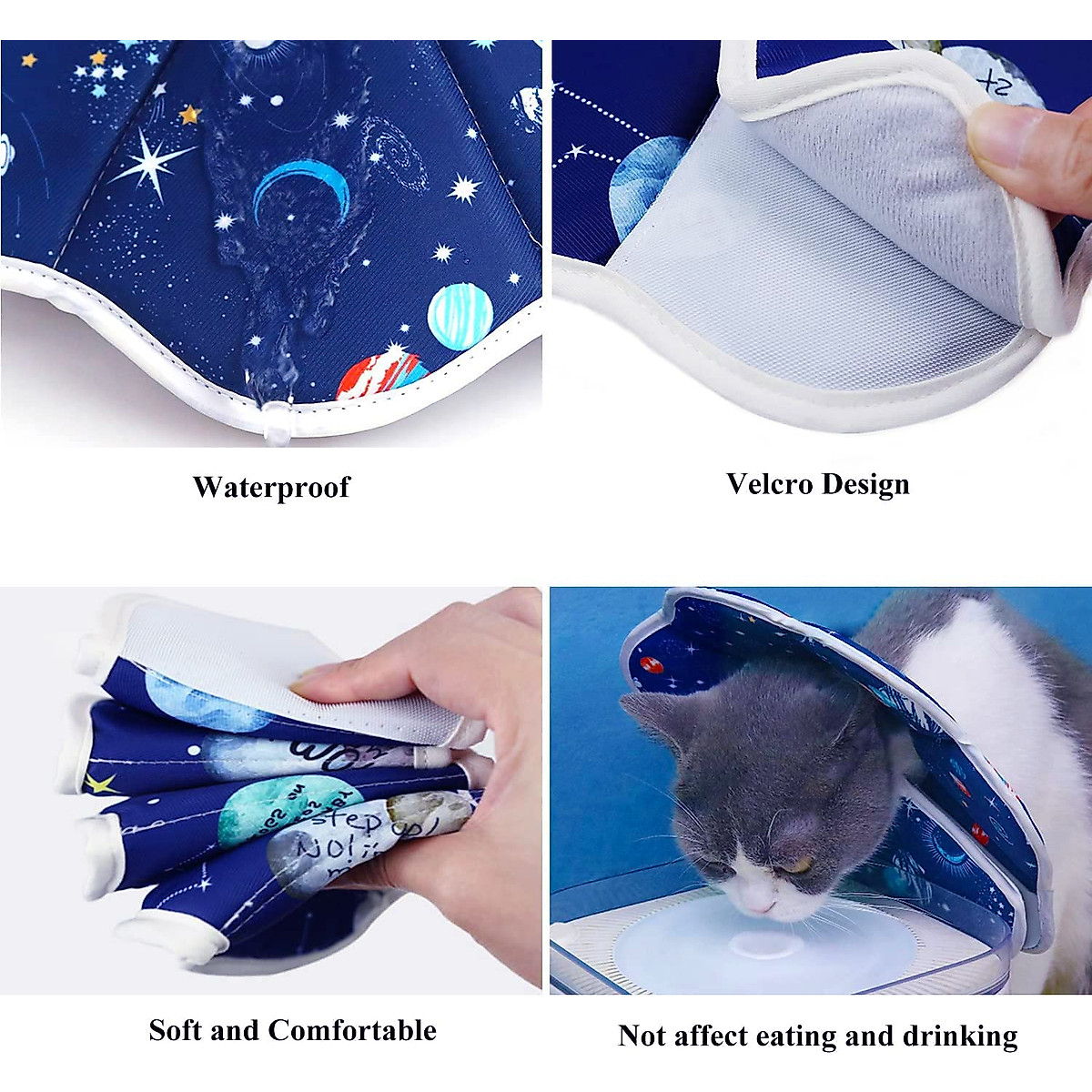 Johoxton Cat Cone, Cat Recovery Collar After Surgery Cat Cone Collar Cat Cones to Stop Licking Cat Donut Collar E Collar for Cats Puppy Dog (M, Fiber Blue)