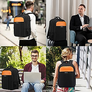 EZUOLA Backpack for Men, 17 inch Travel Laptop Backpack Business Work Laptop Bag with USB Charging Port Water Resistant Computer Bag College Bookbags, Black