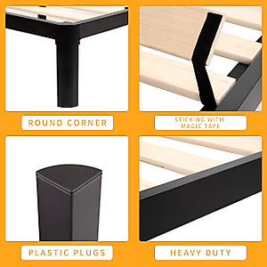 MAF Metal 18 Inch Full Size Platform Bed Frame with Anti-Collision Round Legs, Black 3500 Lbs Heavy Duty Bed Frame with Wood Slats, No Box Spring Needed, Easy Assembly