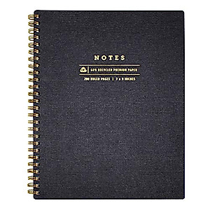 Bestand Greenroom Lined Spiral Notes Journal Lined 7" x 9" Hardcover / 160 Sheets (Black)