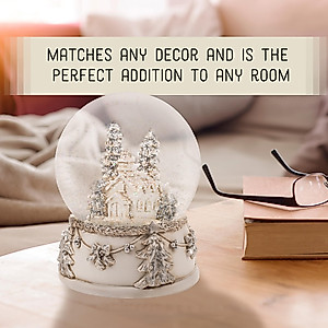 NAT & Jules Beautiful Snowy Church & Pine Tree Scene 6 x 4 inch Musical Glitter Snow Globe: Plays Tune We Wish You A Merry Christmas - Perfect Accent Décor for The Holidays or Everyday, Church Scene