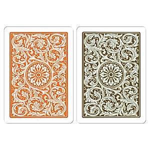 Copag 1546 Design 100% Plastic Playing Cards, Poker Size (Standard) Jumbo Index Orange/Brown Double Deck Set