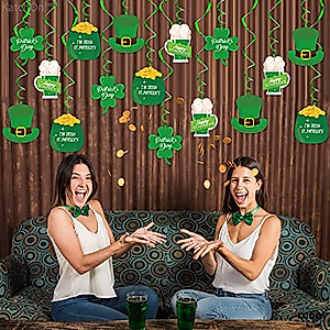 St Patricks Day Hanging Swirls Decorations - 30 Pieces, No DIY | Saint Patricks Day Hanging Decor | St Patricks Day Decorations Classroom, Shamrock Decorations, St Patricks Bulletin Board Decorations