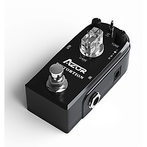AZOR Pedal Power Adapter with Distortion Guitar Pedal Effect 3 Modes Natural, Tight, Classic with True Bypass Black AP-302