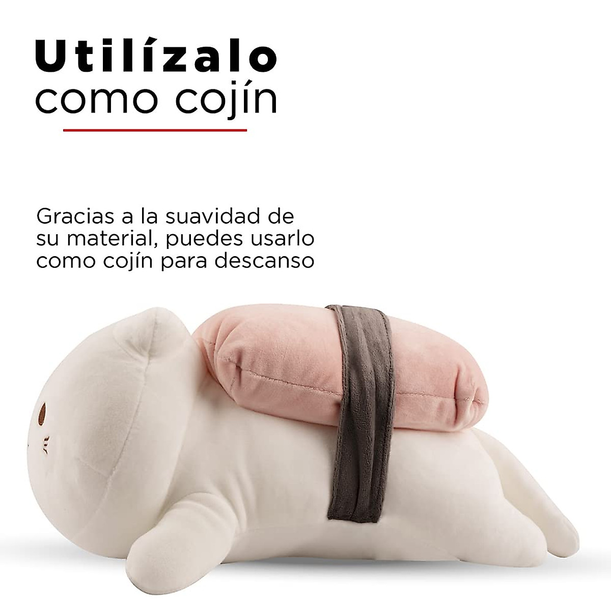 MINISO 14'' Sushi Cat Plush, Kawaii Stuffed Animal, Soft Body Pillow, Kitten Doll, Big Valentine's Day Gift (Salmon)