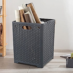 Nicesh 1-Pack Plastic Collapsible Laundry Hamper, Foldable Laundry Storage Baskets, Gray